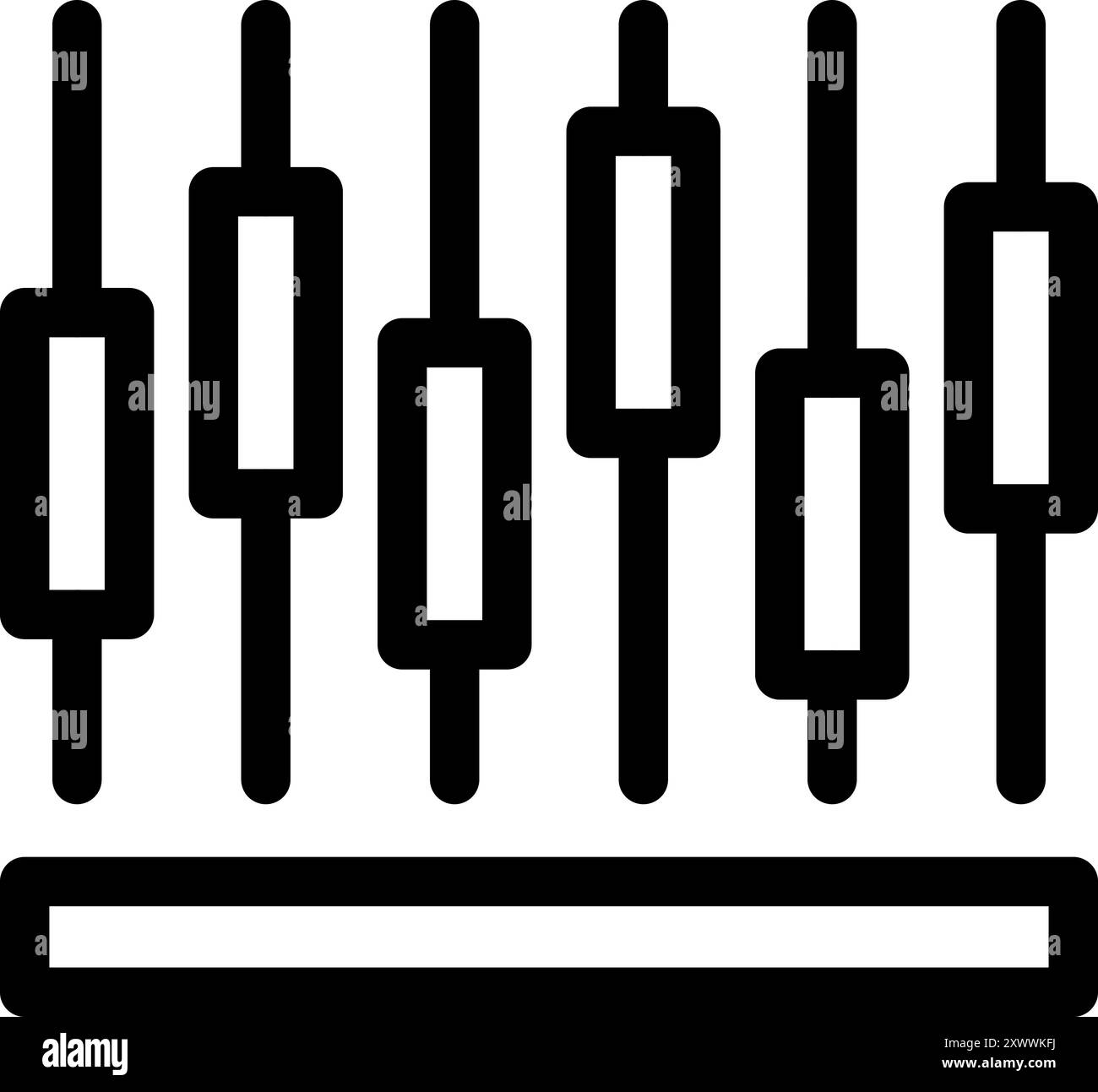 Simple candlestick chart with black outlines showing price movement in ...