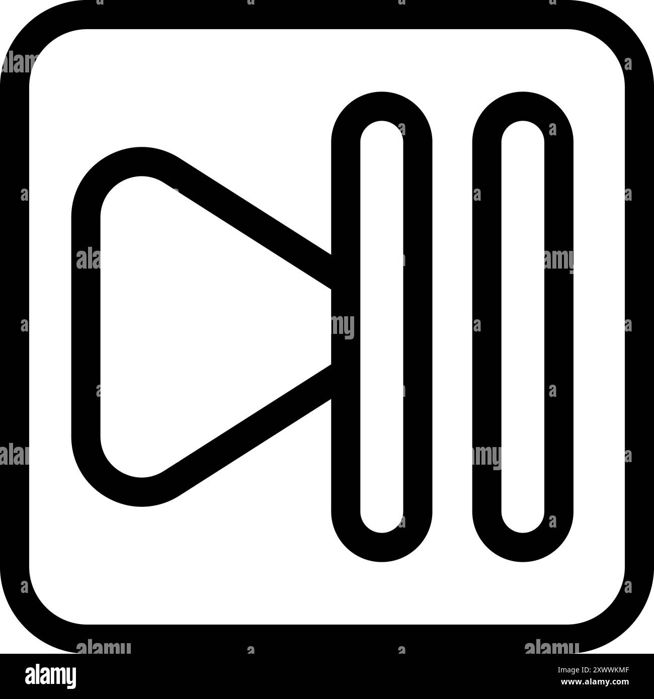 Simple black and white line art icon of a pause button Stock Vector ...