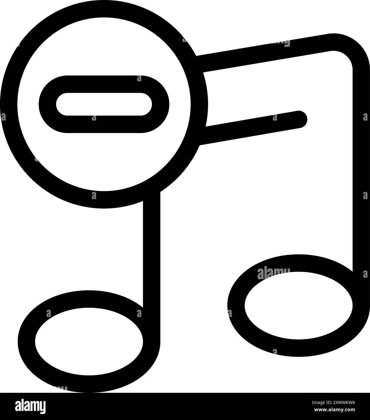 Minimalist vector illustration of a music note with a minus sign ...