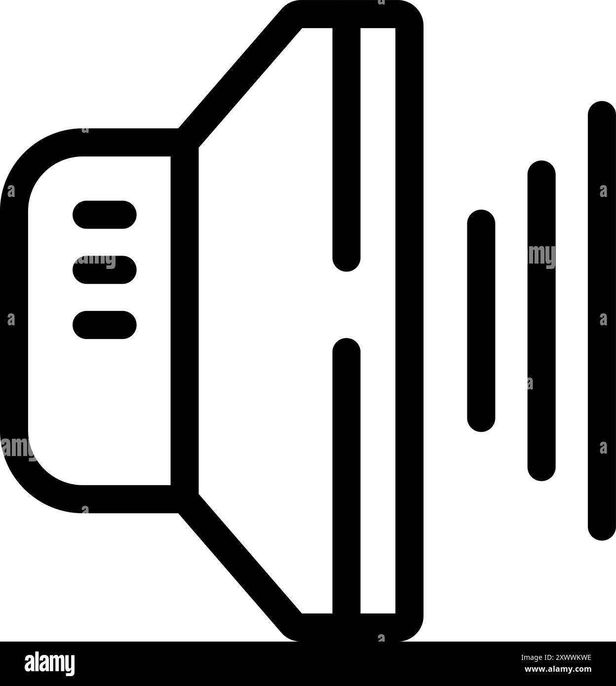 Simple speaker icon is emitting sound waves, symbolizing audio ...