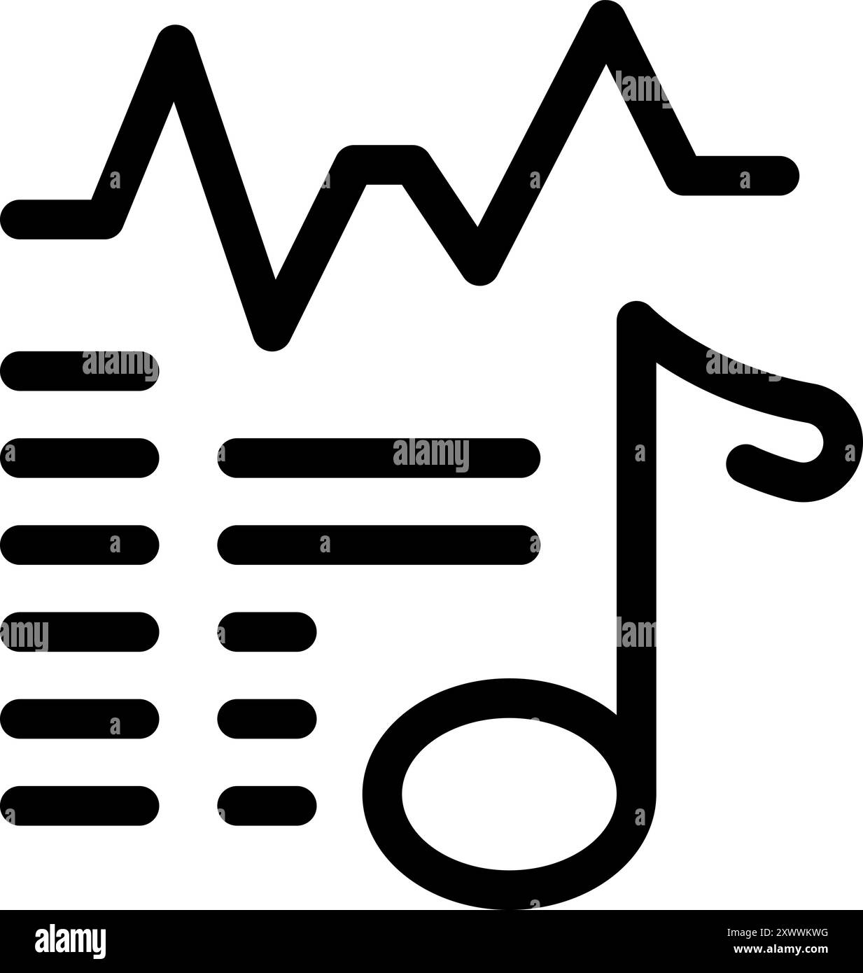 Simple icon of a music player interface, showing the audio waveform and ...