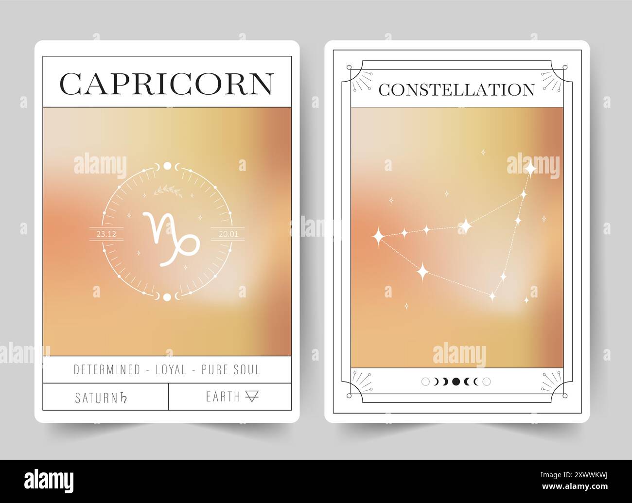Capricorn. Witchcraft cards with astrology zodiac sign and ...