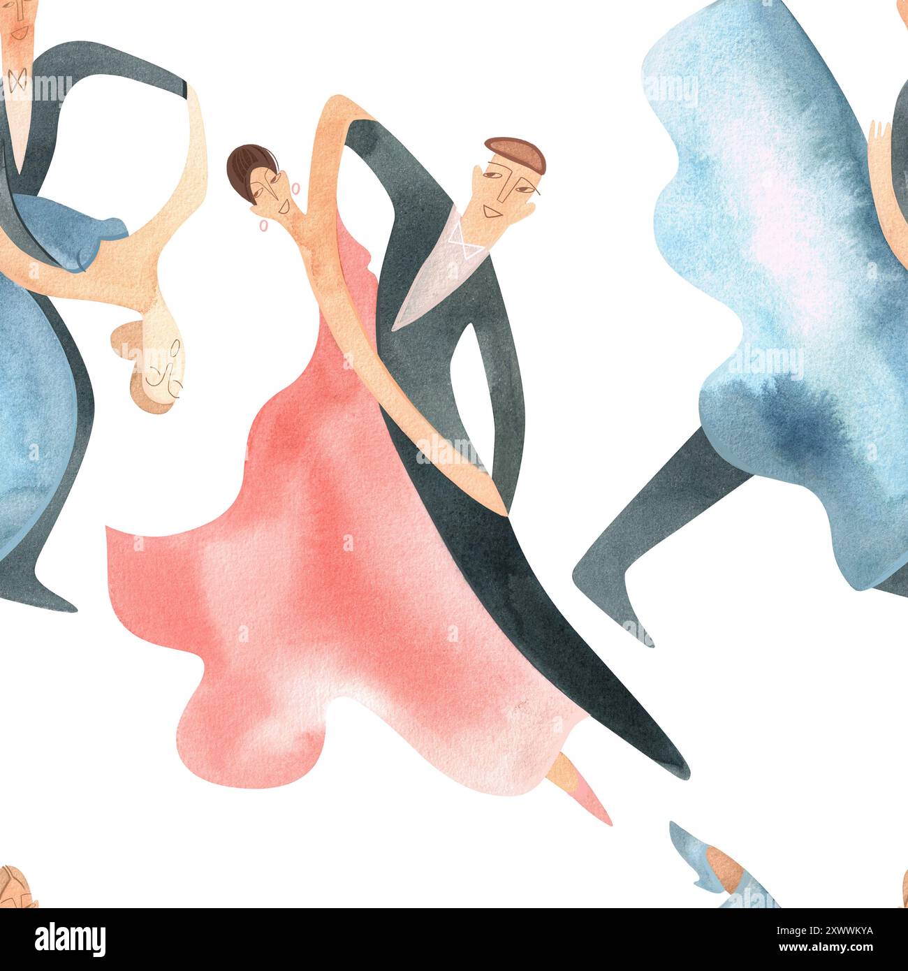 Ballroom dancing, standard. Adult couples on the parquet. Isolated ...