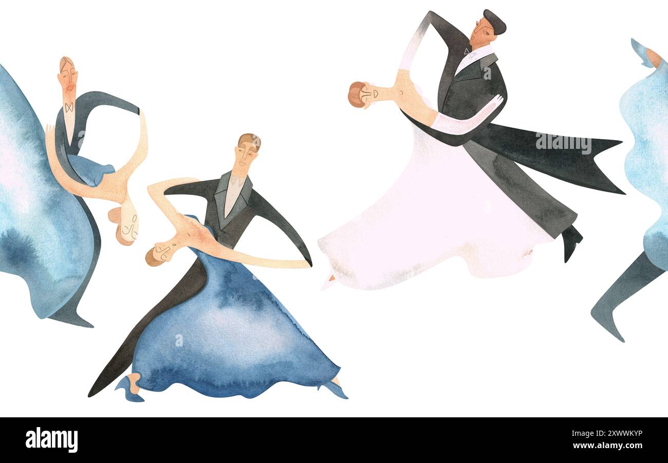 Ballroom dancing, standard. Adult couples on the parquet. Isolated ...