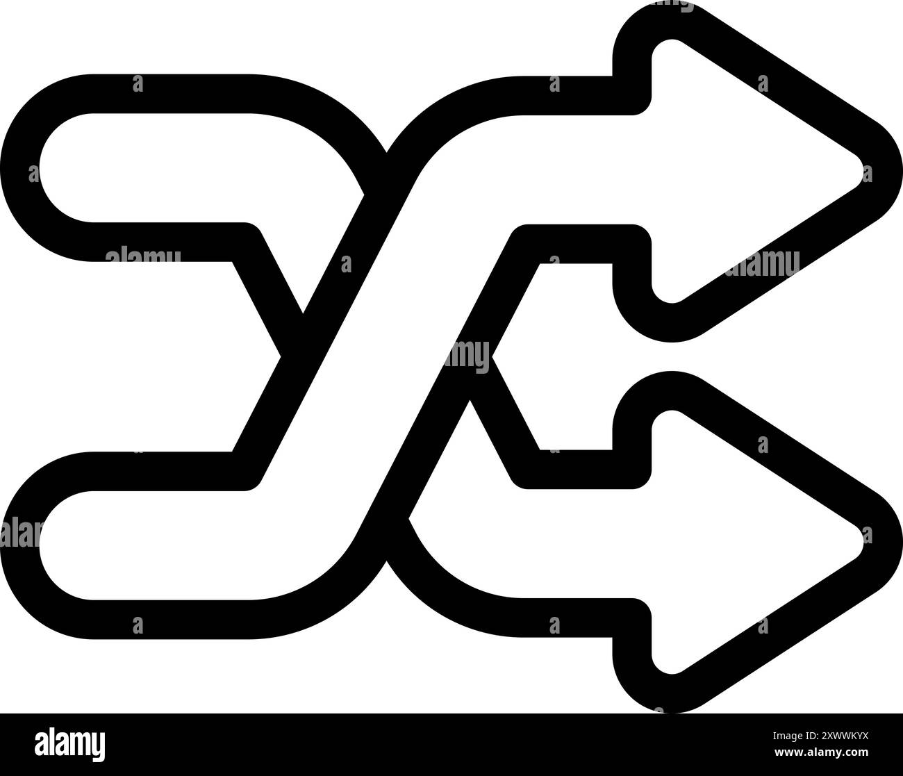 Two bold black arrows are crossing paths representing different ...