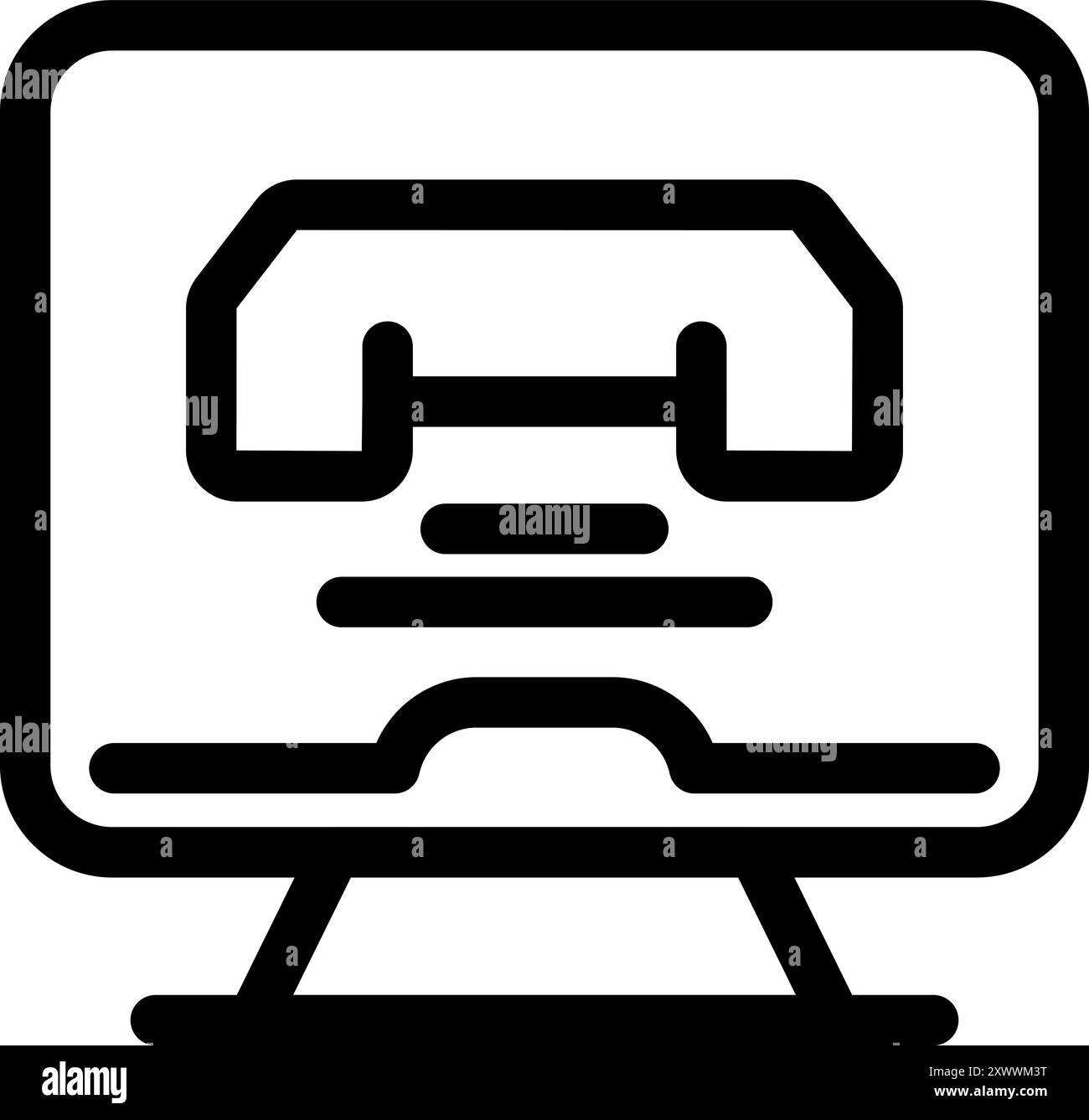 Bold line icon representing a computer displaying a 3d printing process, ideal for projects ...