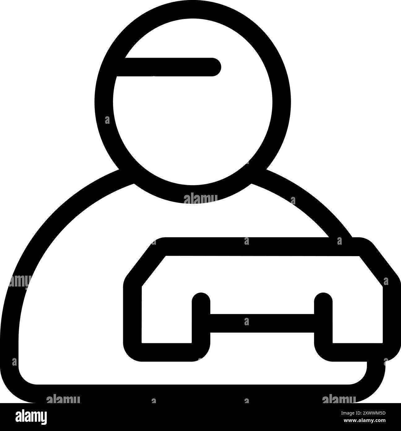 Simple outline icon of a construction worker holding a toolbox, perfect ...