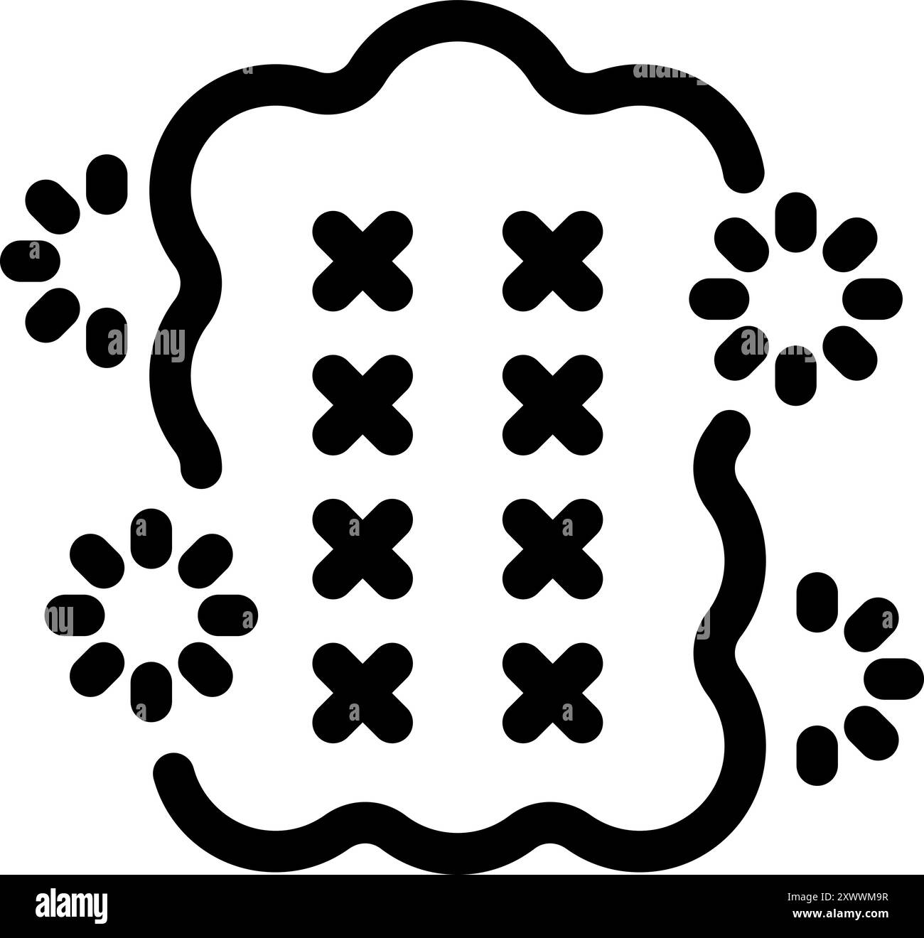 This simple icon represents a bandage covering a wound and stopping the ...