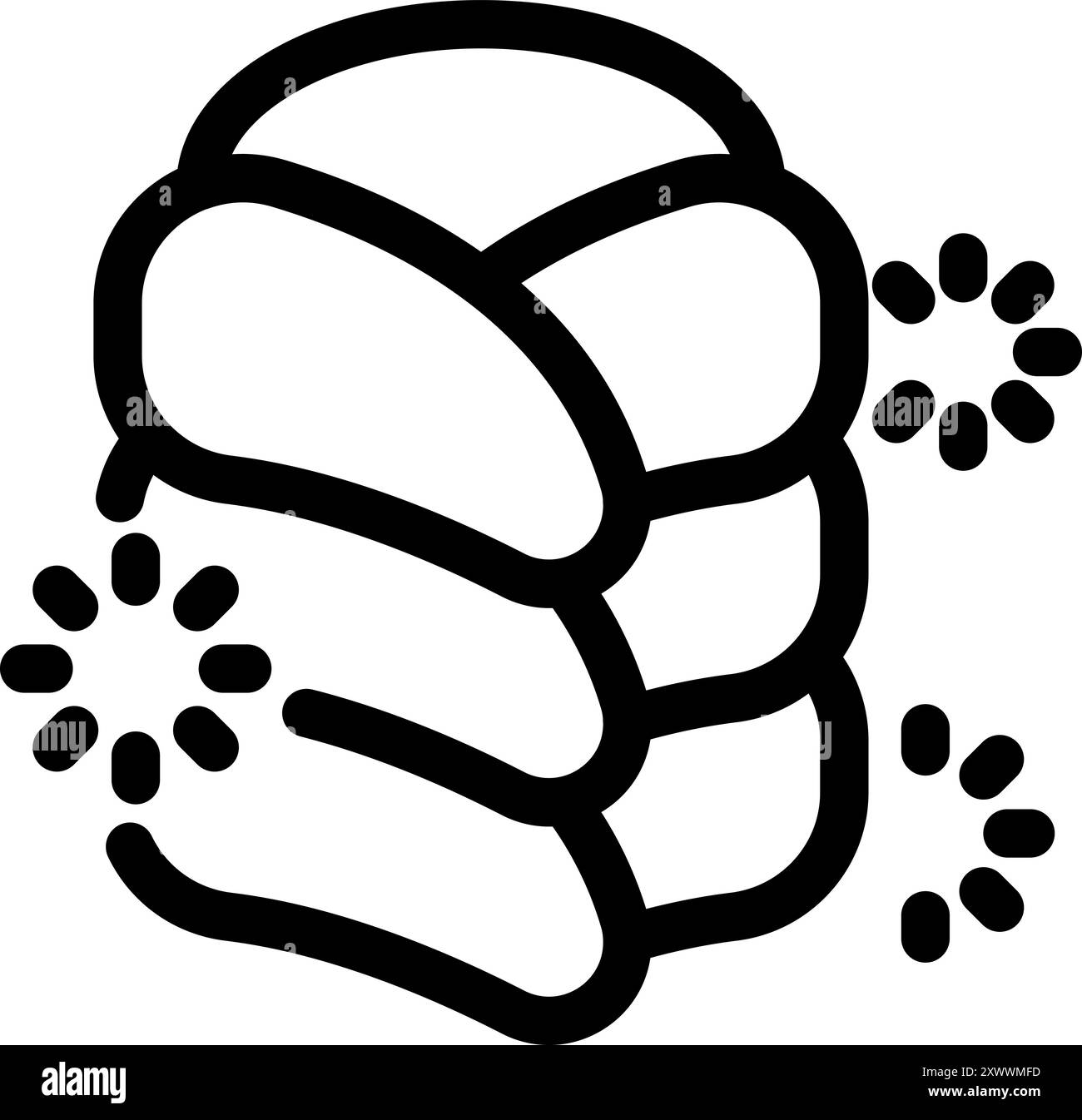 Black line vector icon of a spine with painful areas highlighted ...