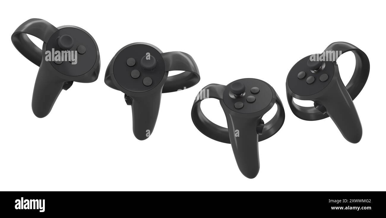 Virtual reality controllers for online gaming isolated on white ...