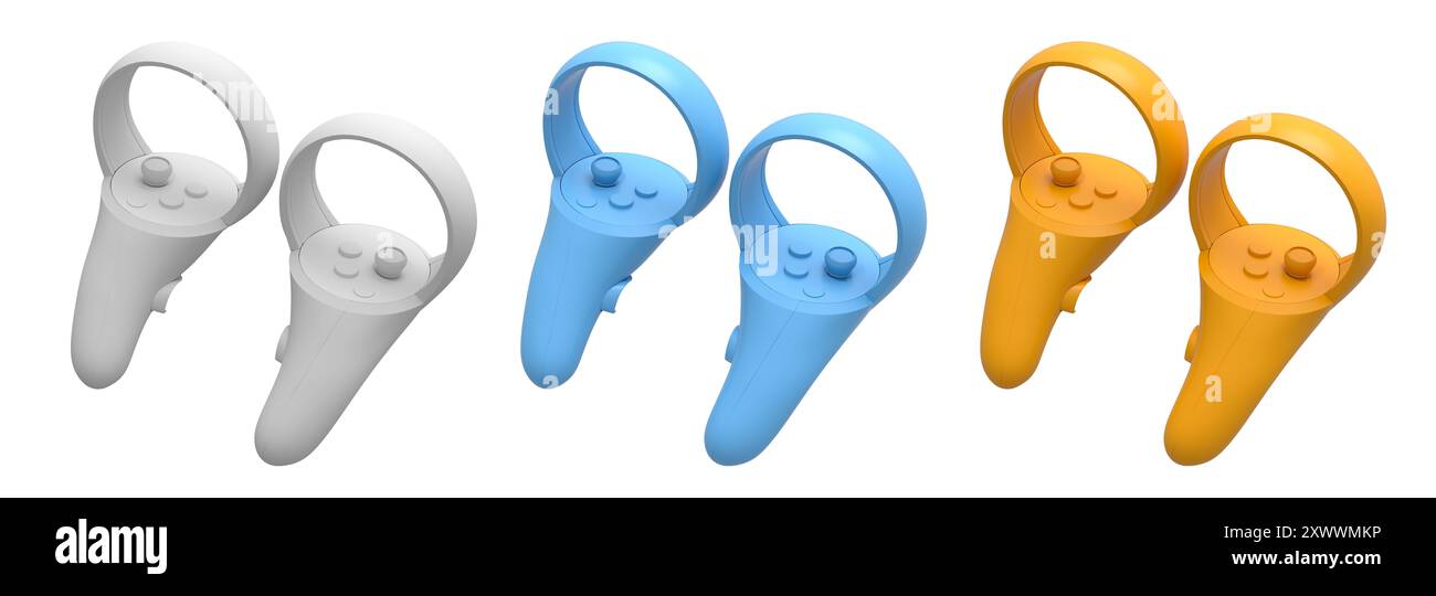 Virtual reality controllers for online gaming isolated on white ...