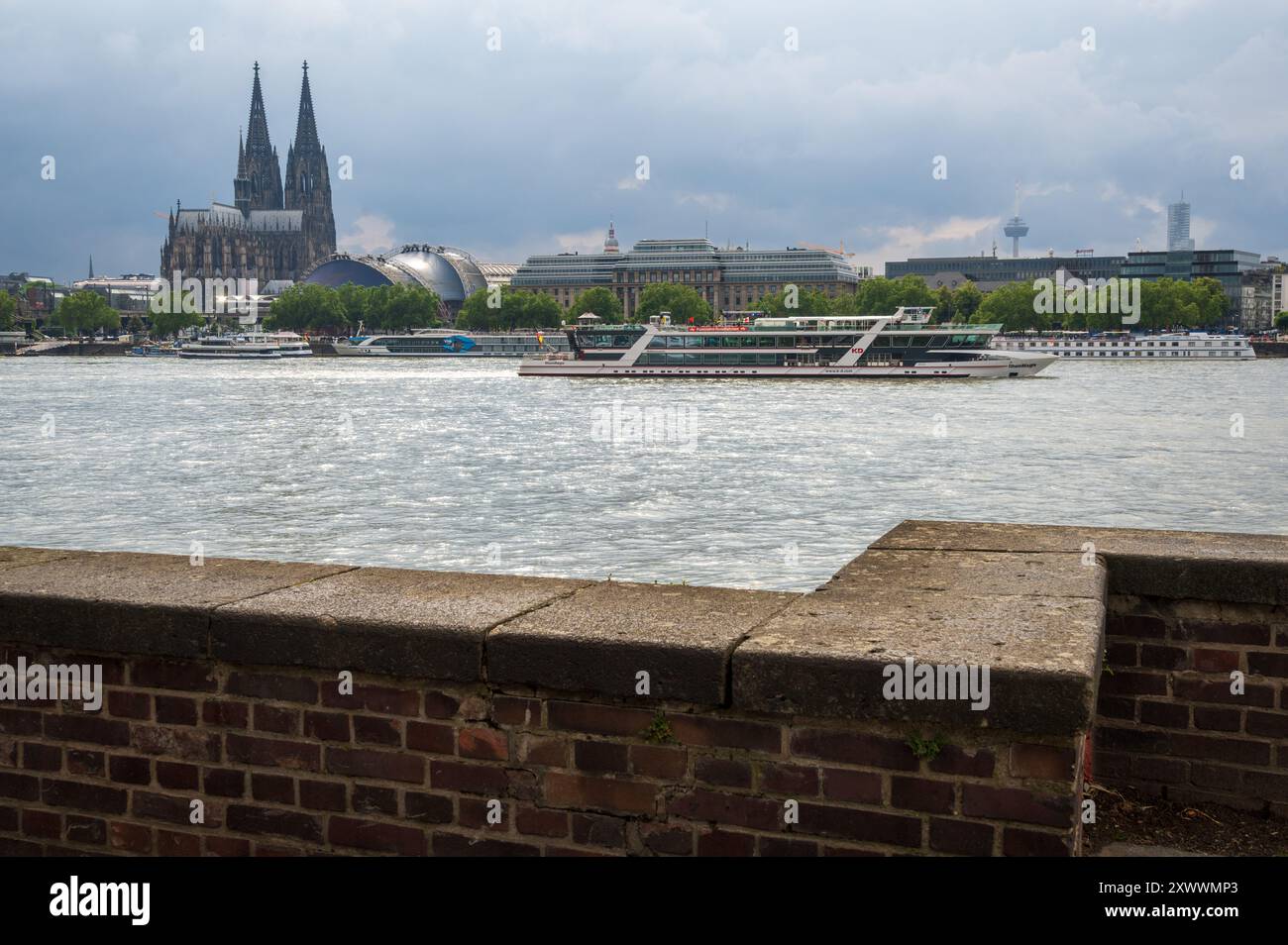 View of the City of Cologne and the Rhine River in Germany with ...
