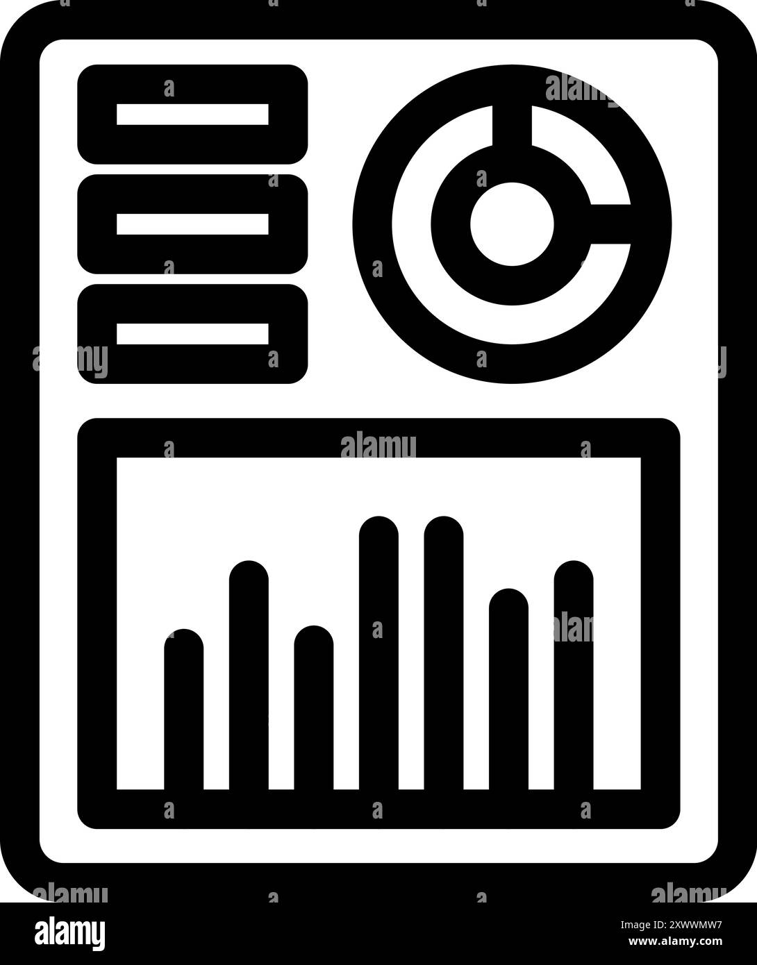 Electronic device showing growing bars chart on its screen and a pie ...