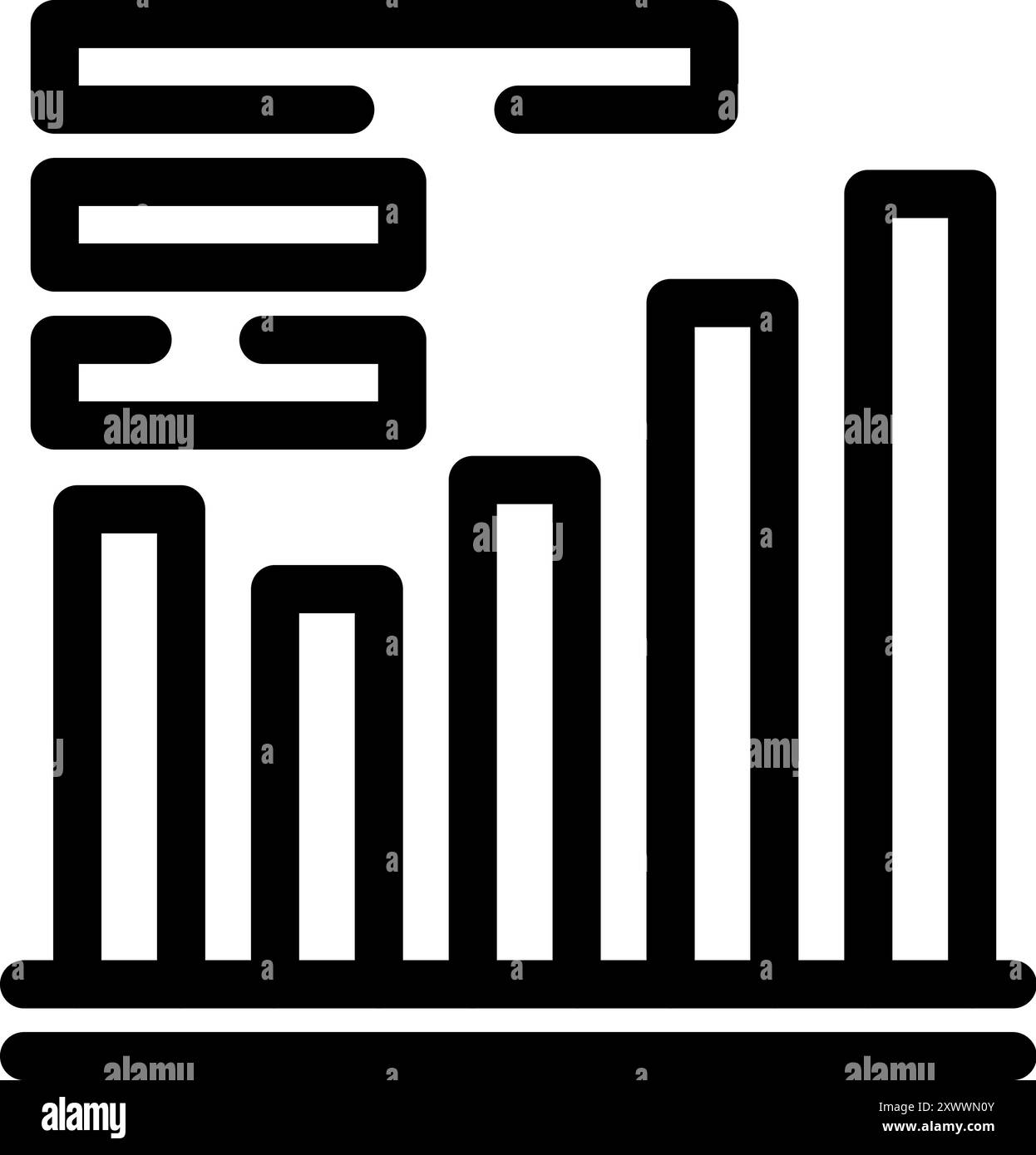 Simple vector icon representing a growing chart with data processing on ...