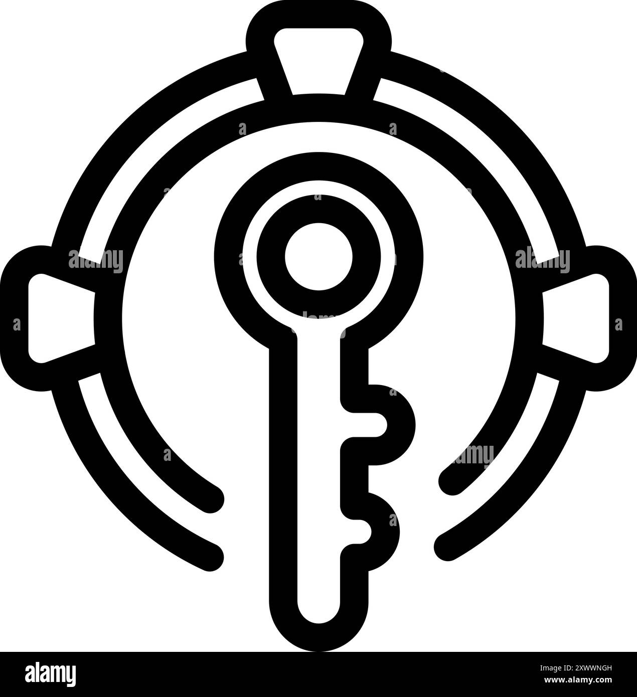 This vector icon of a key in a target represents achieving goals and ...