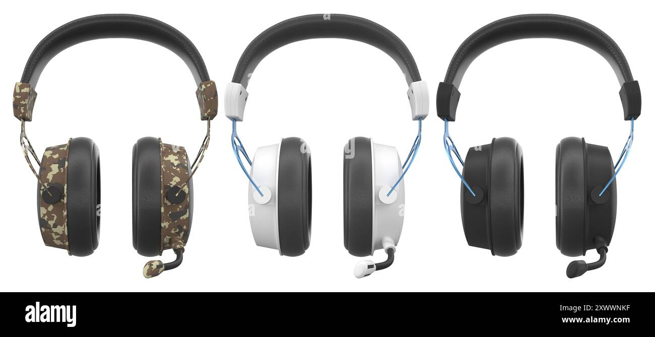 Stylish gaming headsets for immersive sound experiences isolated on ...
