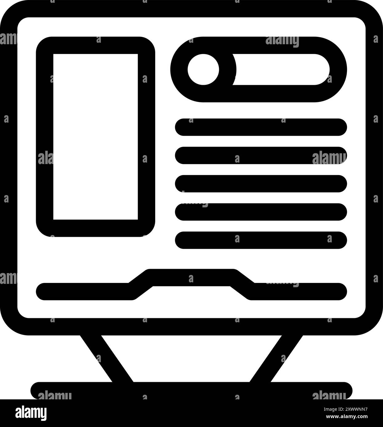 Simple vector icon of a computer screen showing a website design ...