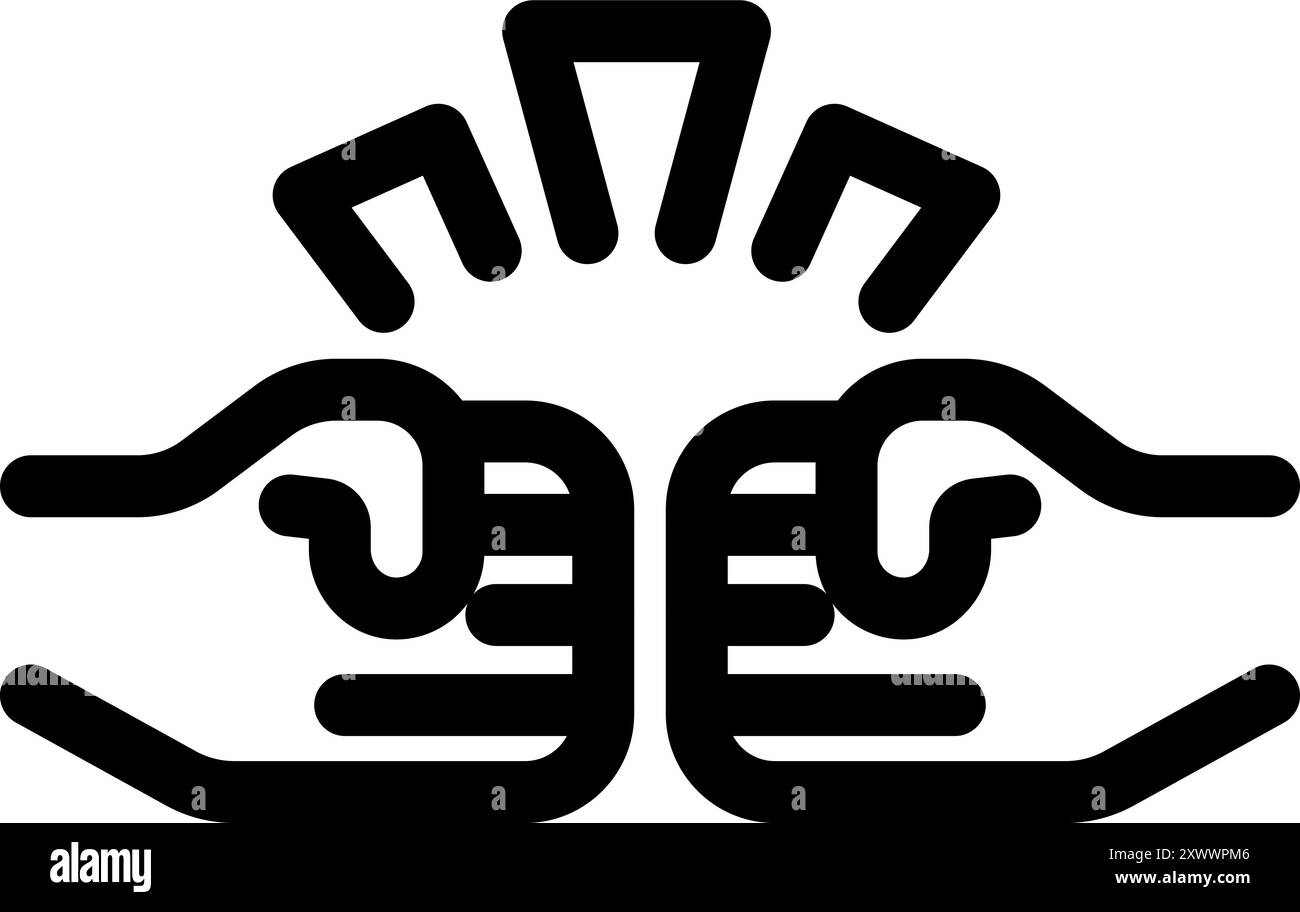 Two people are bumping their fists together, creating a spark of energy ...