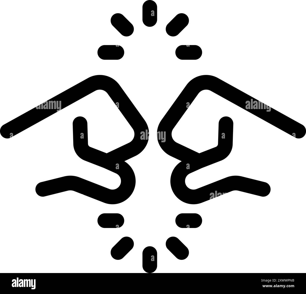 Two hands are pressing together, creating a spark, symbolizing ignition ...