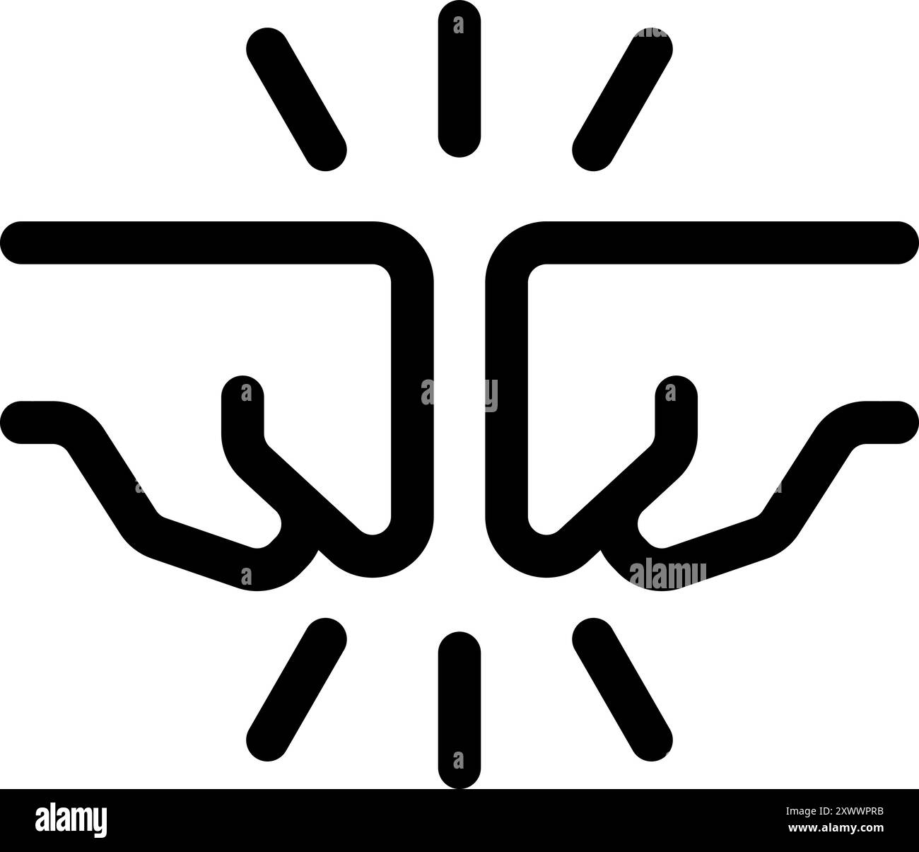 Line art vector icon of two hands clapping, creating a loud and ...