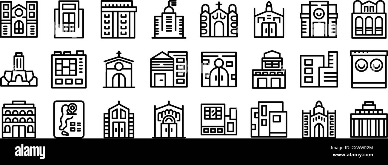 Santa Fe icons set. Set of simple and minimalist building icons ... Santa Fe icons set. Set of simple and minimalist building icons ...