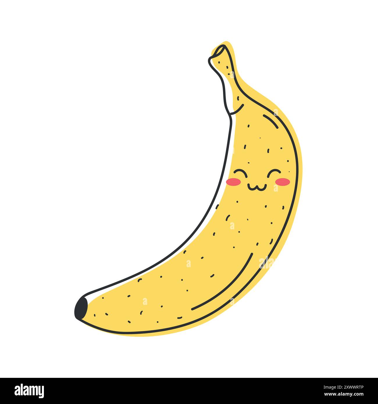 Banana outline cute smiling character. Happy banana fruit. Vector illustration Stock Vector ...