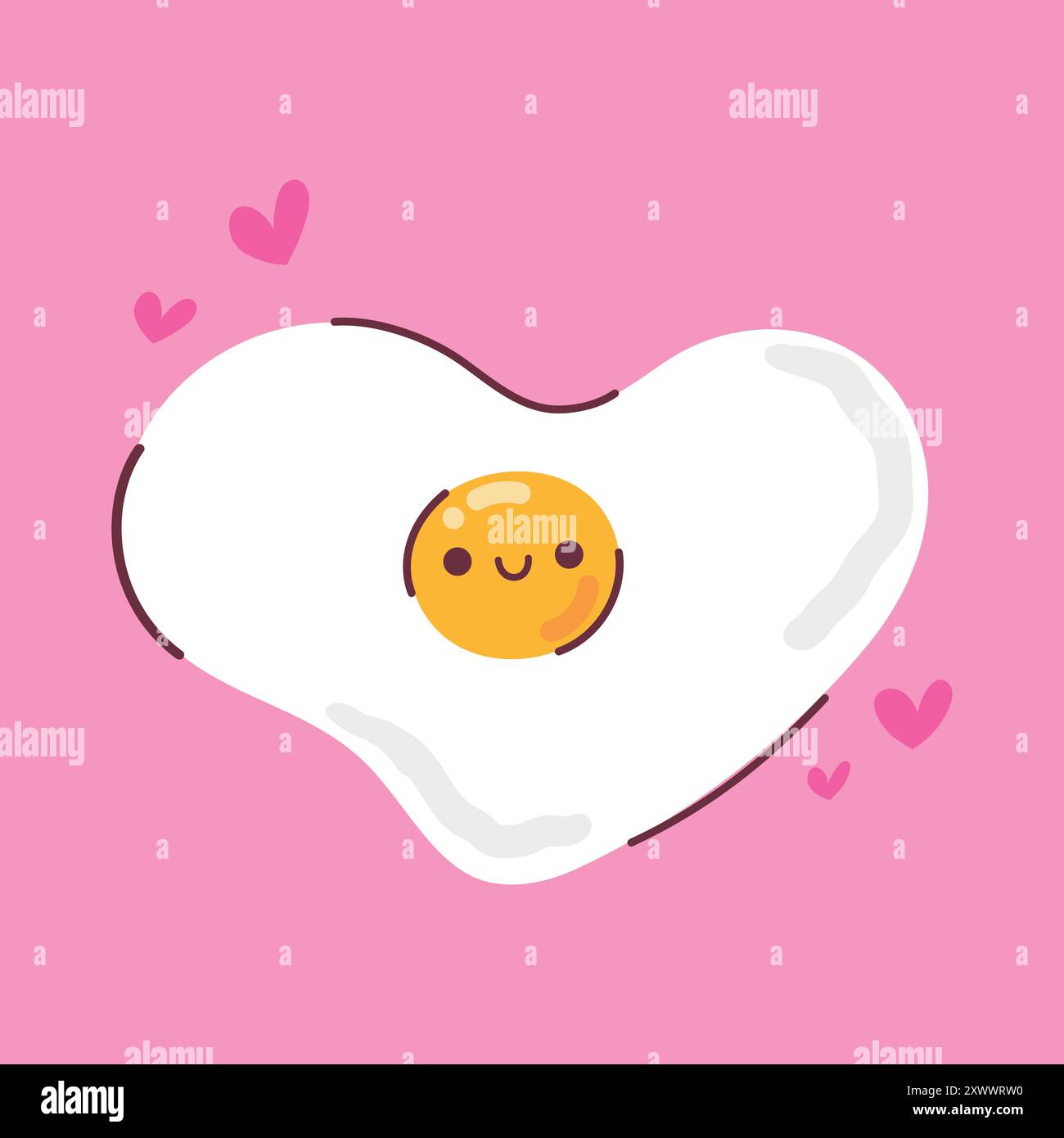 Love; card; Fried; Egg; character; yolk; cartoon; cute; childish ...