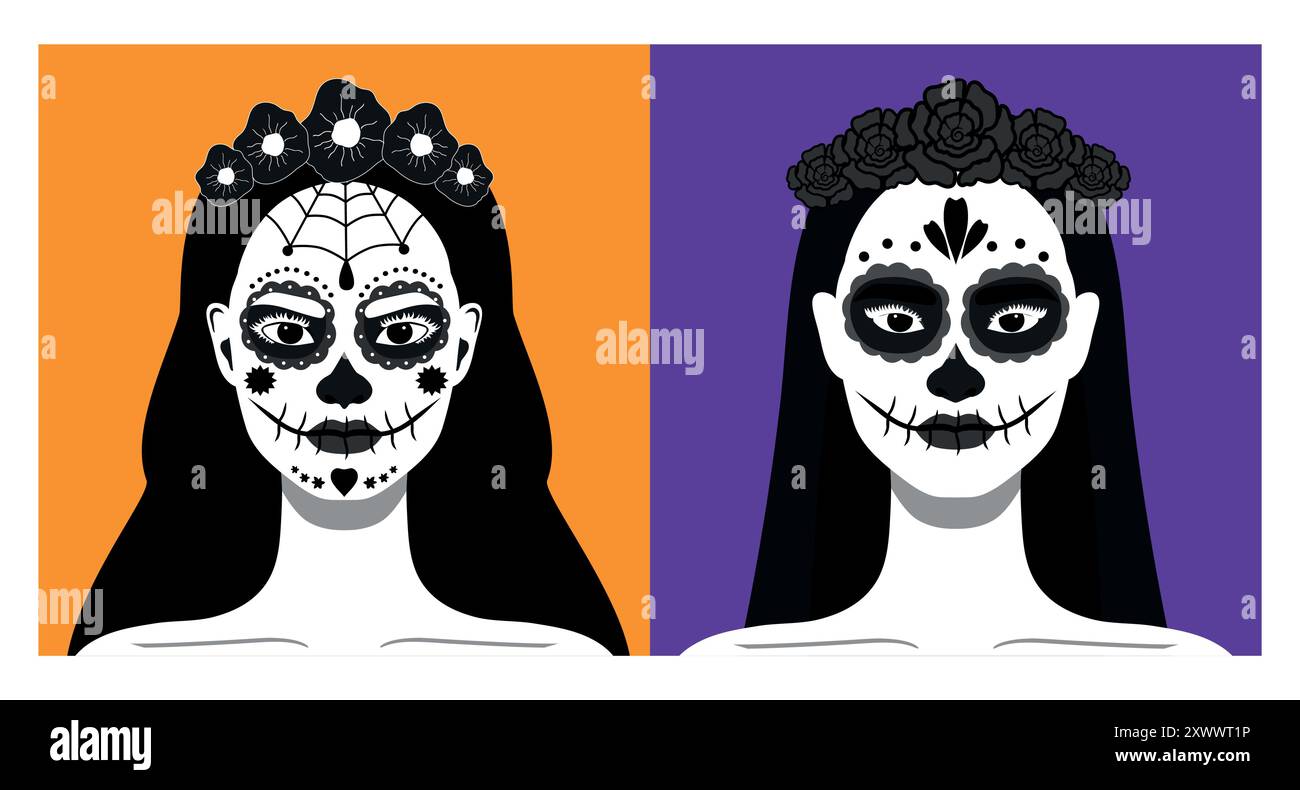 Woman with skeleton Stock Vector Images - Alamy