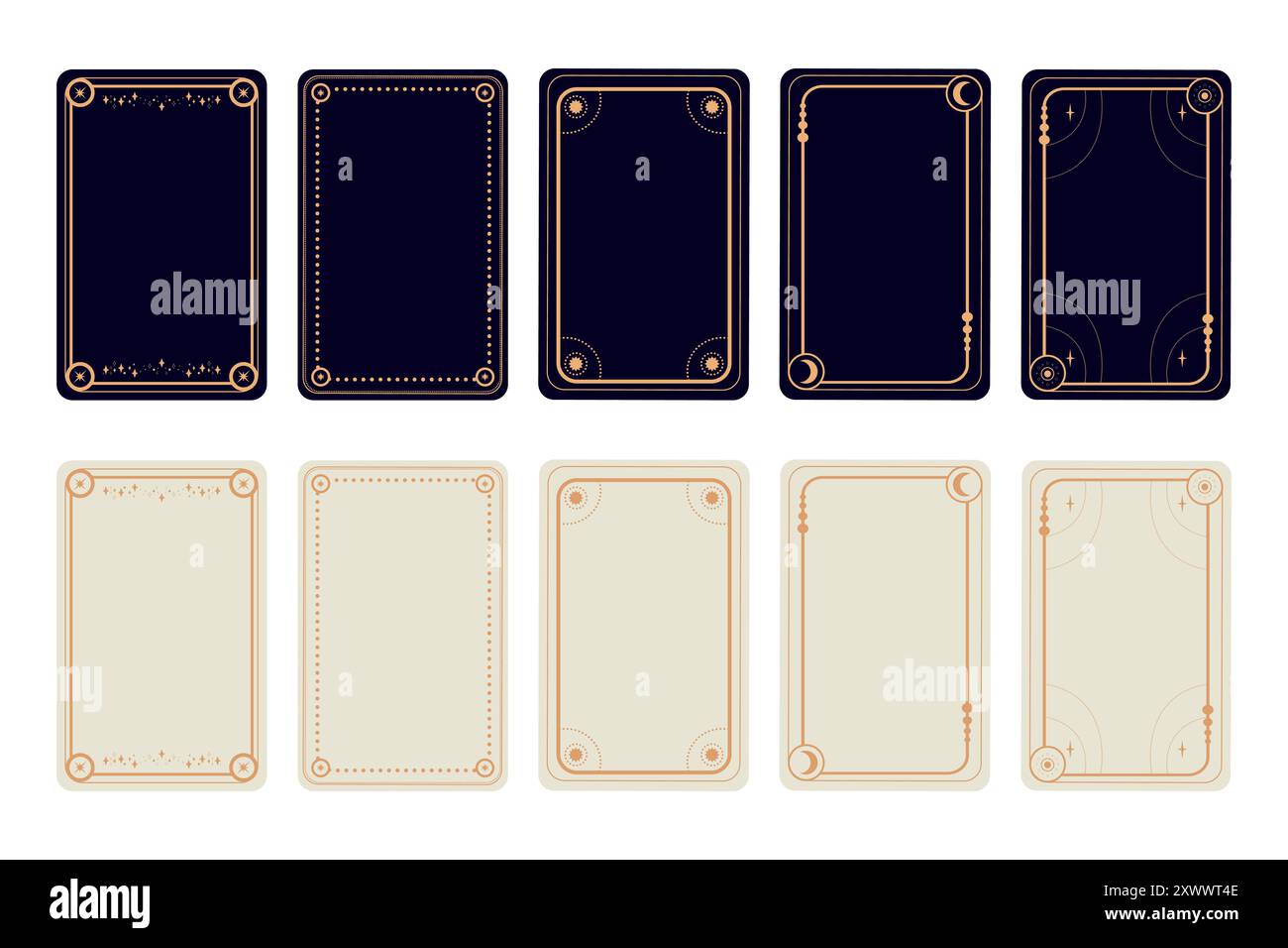 Esoteric magical Tarot cards templates in dark and white colors. Frame ...