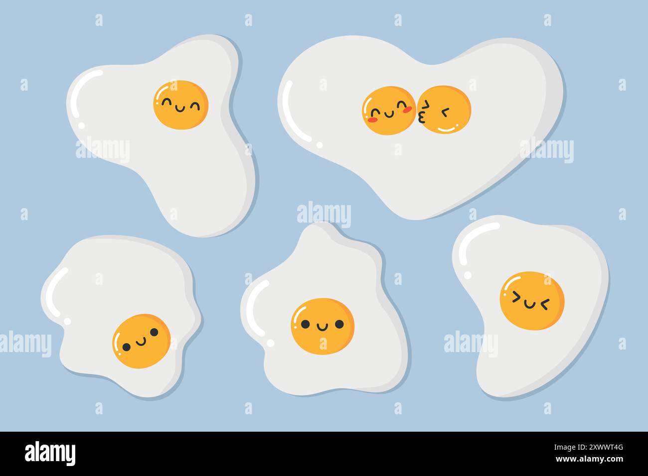 Cute fried egg characters set. Happy cartoon eggs in childish style ...