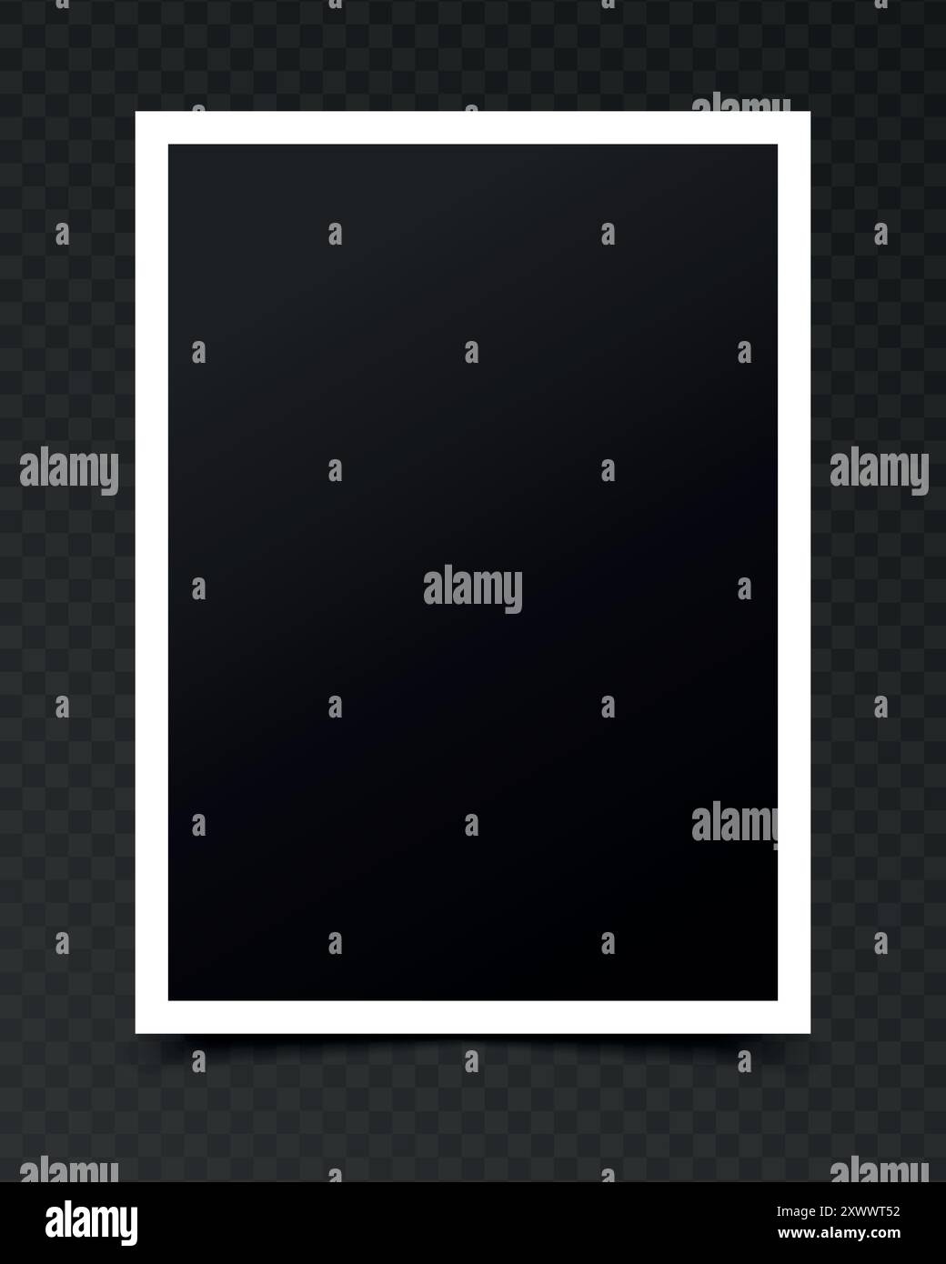 Retro photo frame set isolated on dark transparent background. Blank ...