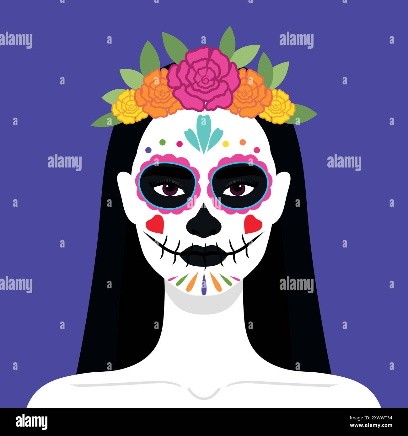 Woman halloween makeup Stock Vector Images - Alamy