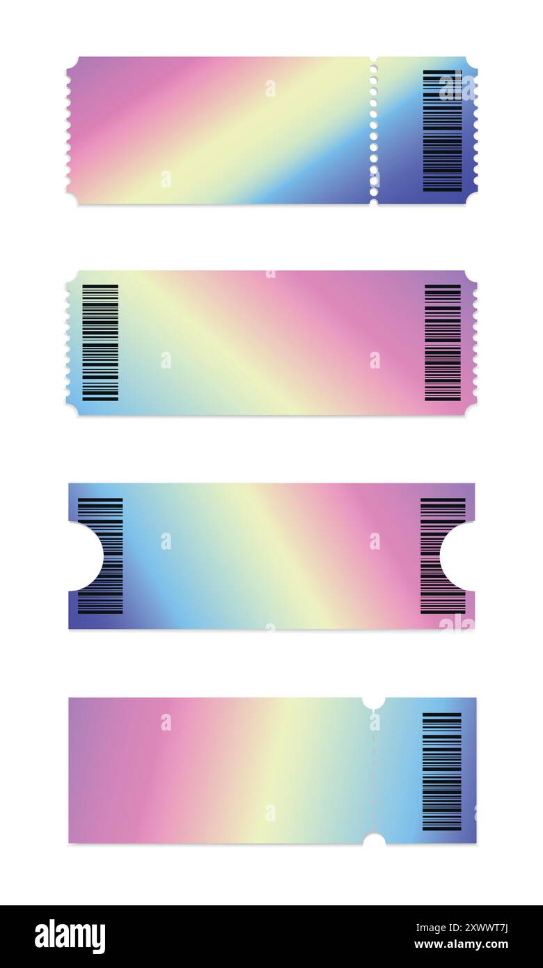 Abstract blank ticket stubs templates on white background. Rainbow ...