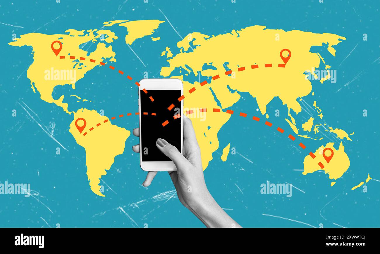 Displaying world map dotted hi-res stock photography and images - Alamy