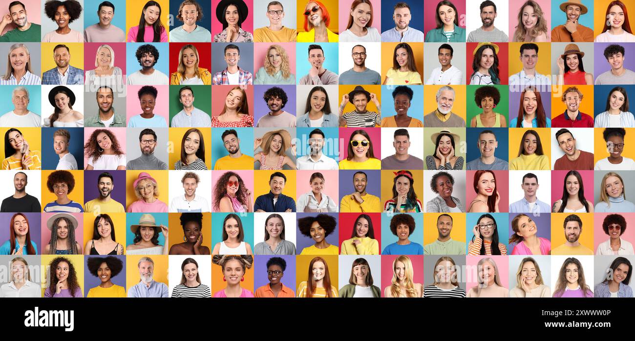 Many people of different races and ages. Collage of portraits Stock ...