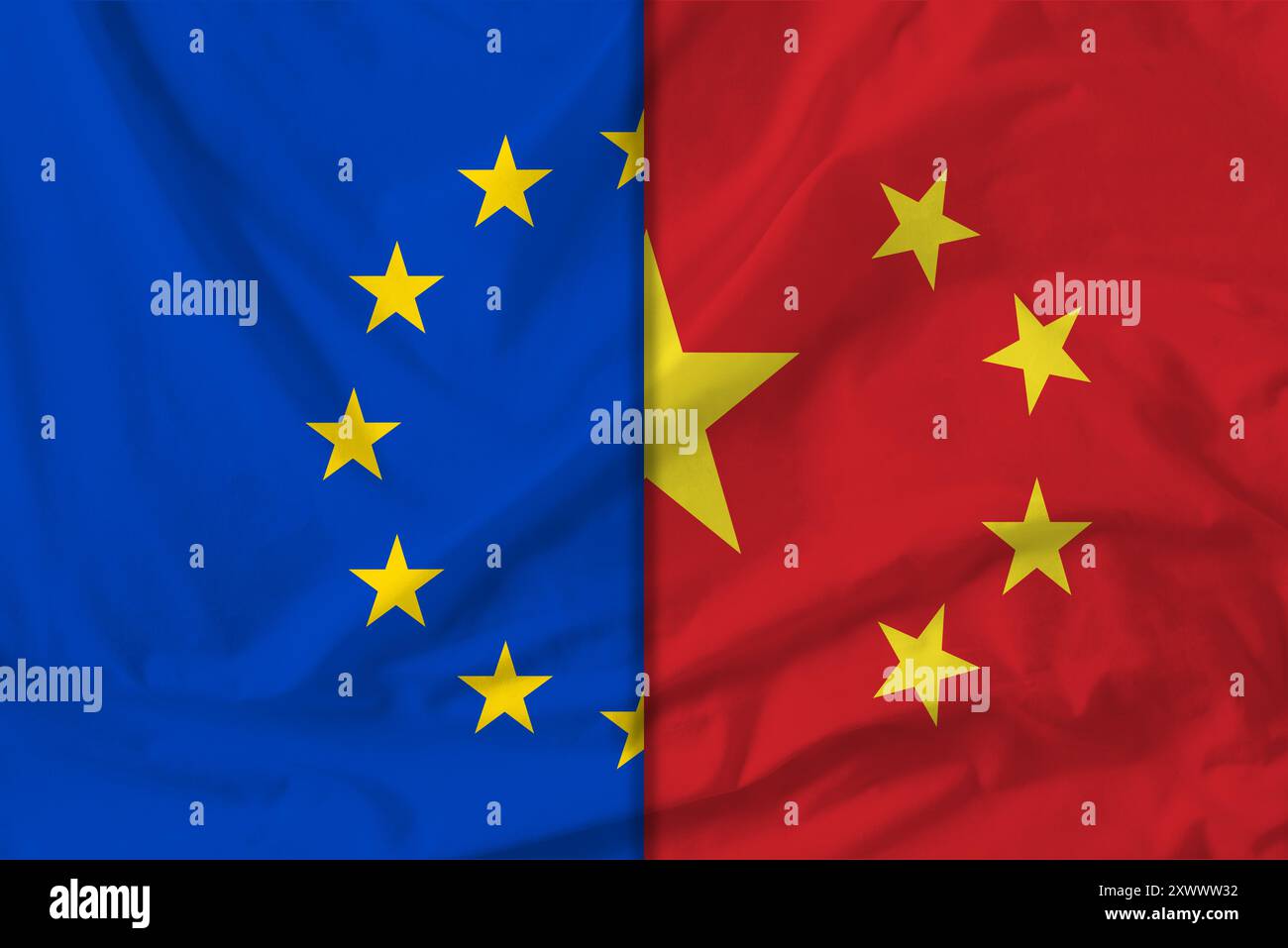 Flags of European Union and China, top view Stock Photo - Alamy
