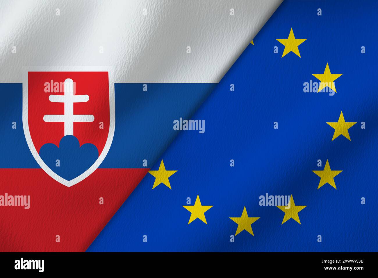 Flags of European Union and Slovakia, top view Stock Photo - Alamy