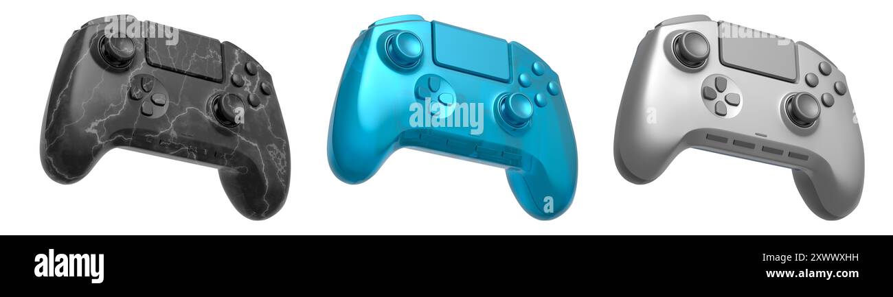 Collection of gaming controllers with different colors and designs for ...