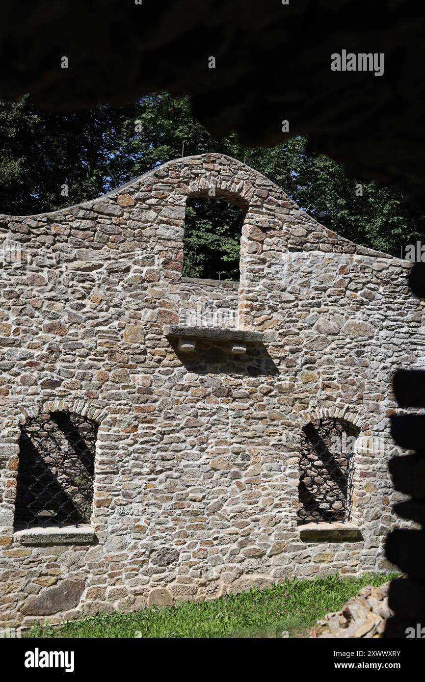 Stone wall of a medieval castle during reconstruction Stock Photo - Alamy