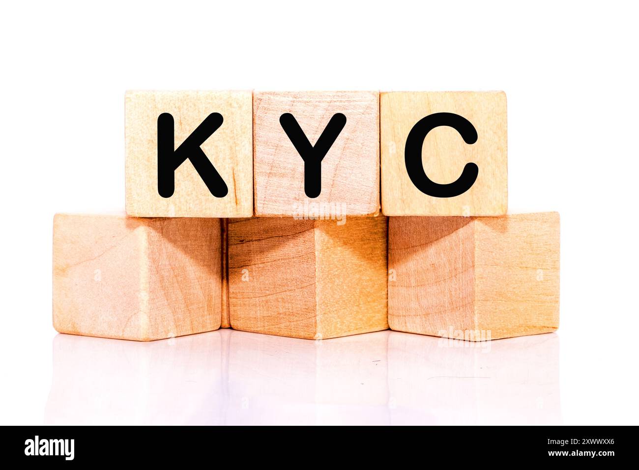 Business Acronym KYC Know Your Customer. KYC on wooden cubes on a white ...