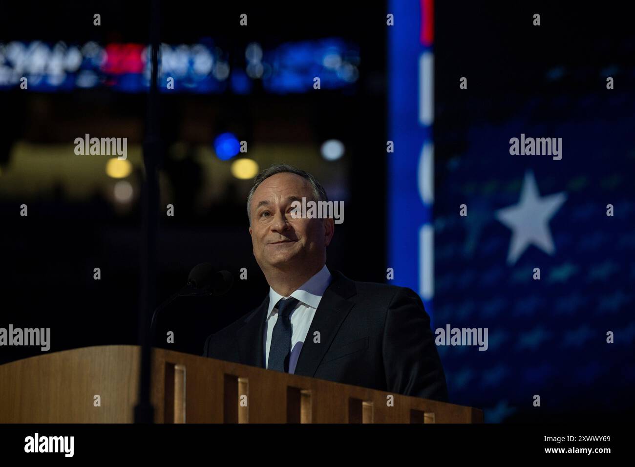 Second Gentleman Doug Emhoff delivers remarks at the 2024 Democratic ...