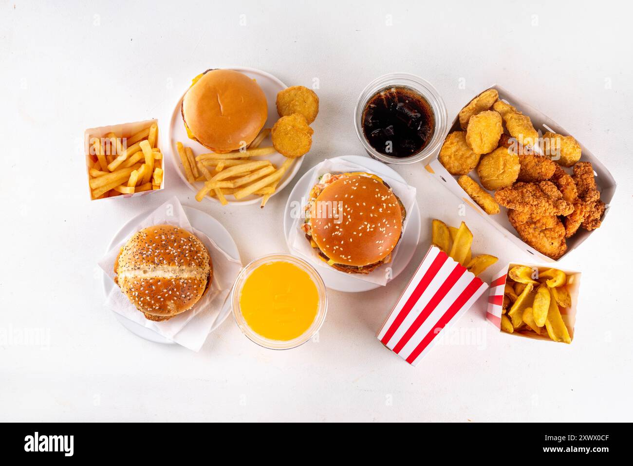 Fast food delivery menu background with various burgers, cheeseburger ...