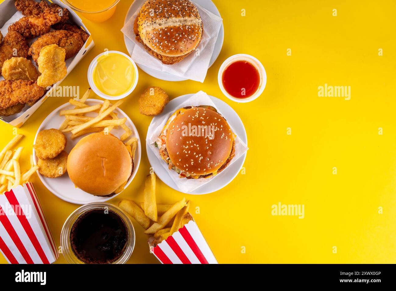 Fast food delivery menu background with various burgers, cheeseburger ...