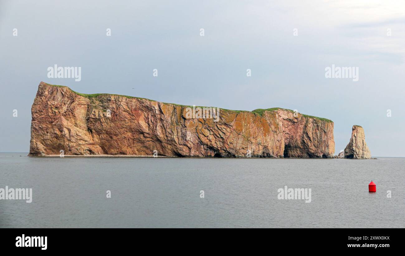 Canada, Quebec, Gaspe Peninsula (Gaspesia): Perce Rock viewed from a ...