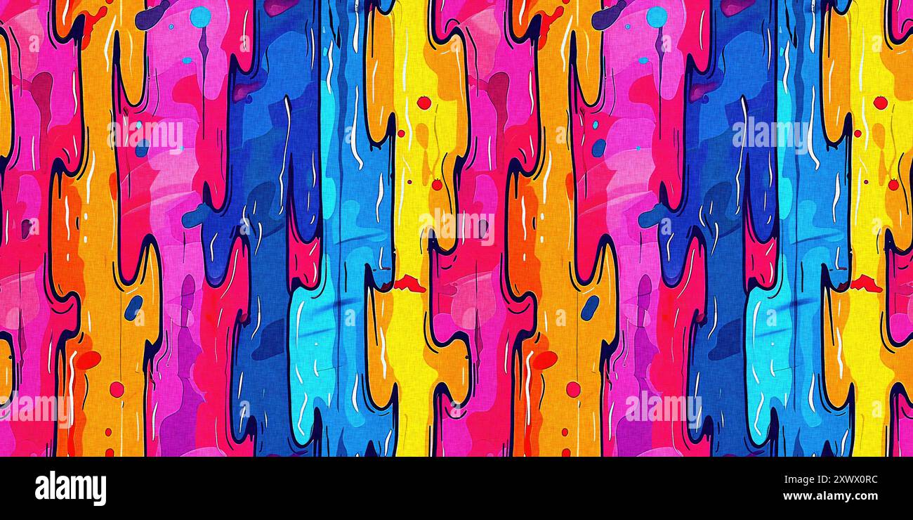 Fun dripping paint effect digital banner pattern with whimsical ink ...