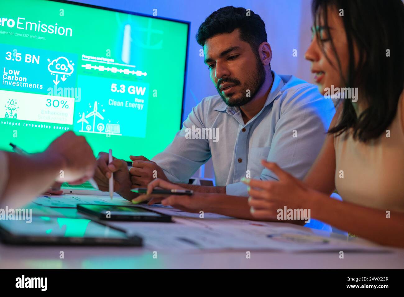 diversity team presenting and brainstorming about on ESG (environment,social,governance) for ...