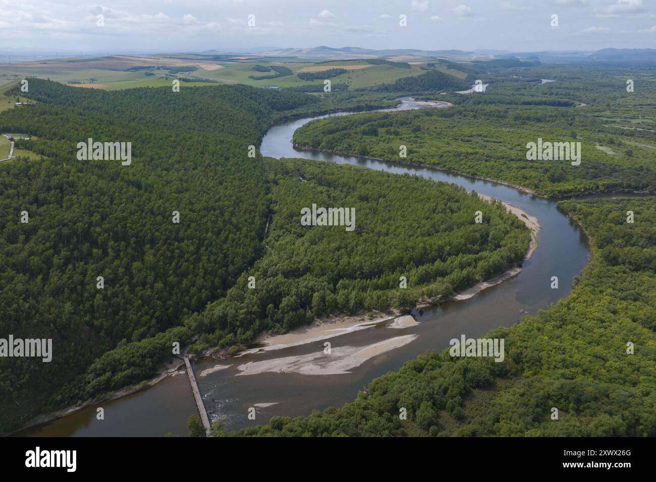 Aerial photo shows the scenery of Ergun Wetland in Hulun Buir City ...