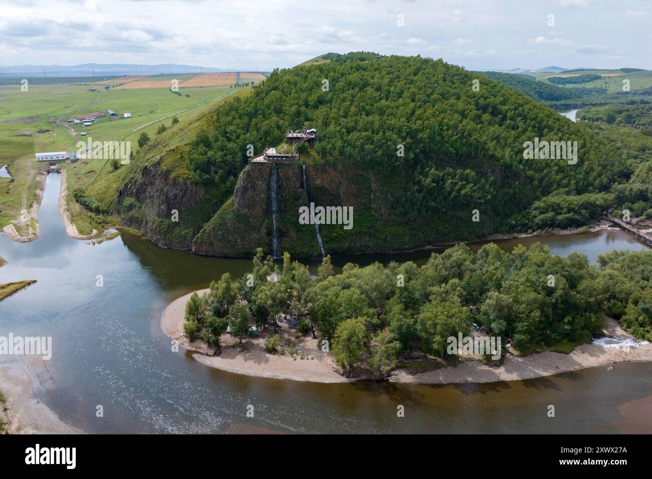 Aerial photo shows the scenery of Ergun Wetland in Hulun Buir City ...