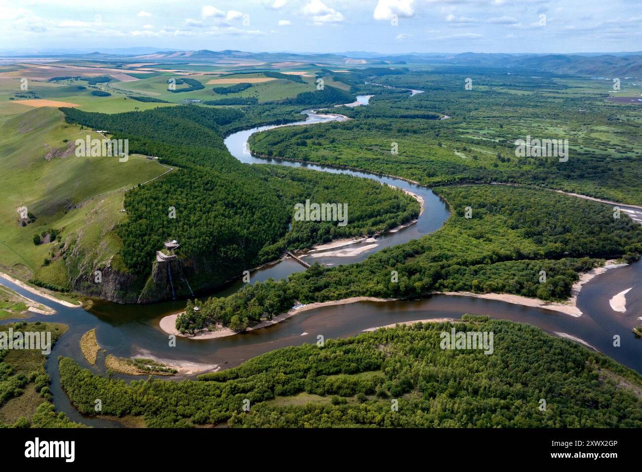 Aerial photo shows the scenery of Ergun Wetland in Hulun Buir City ...