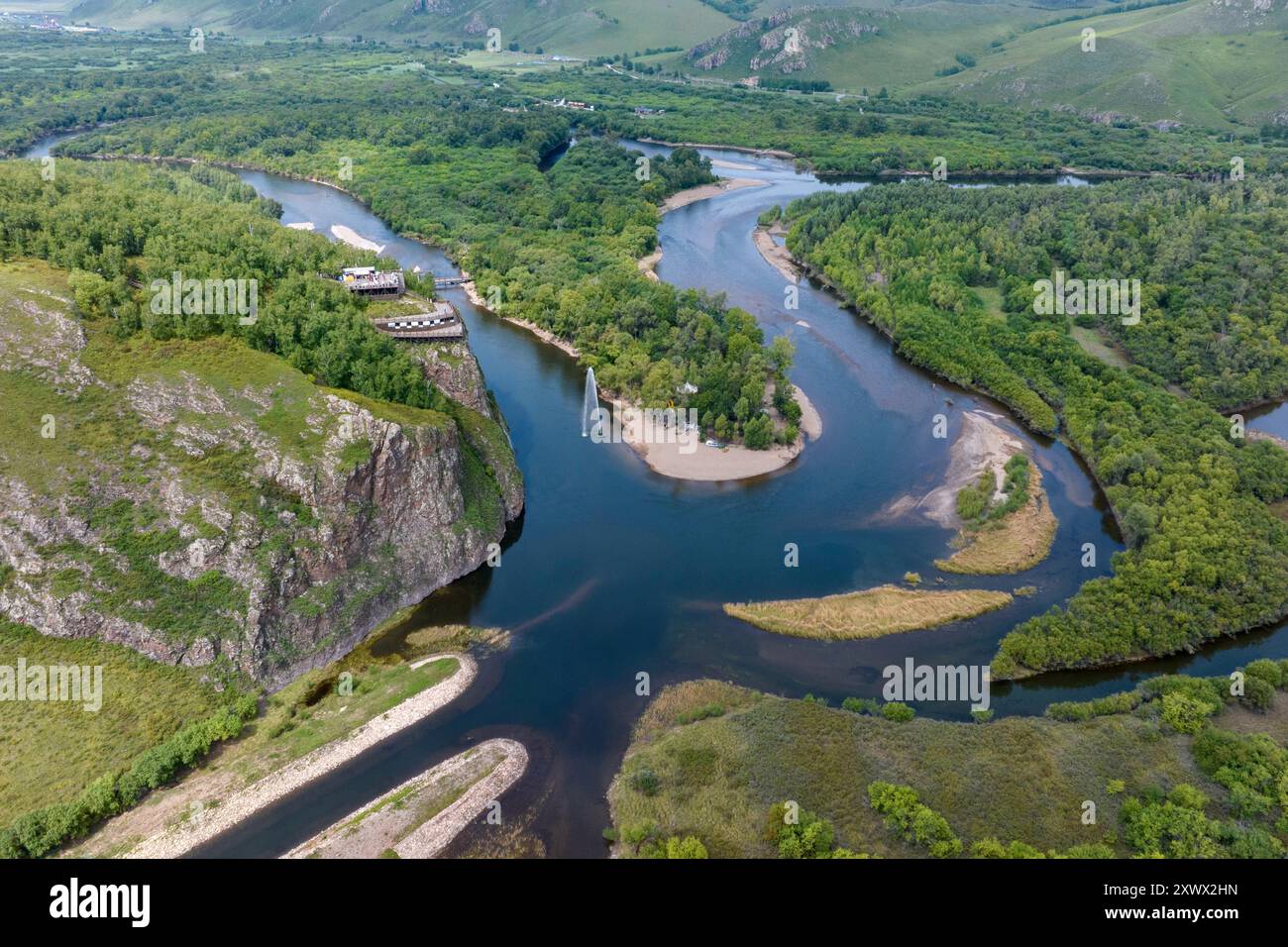 Aerial photo shows the scenery of Ergun Wetland in Hulun Buir City ...
